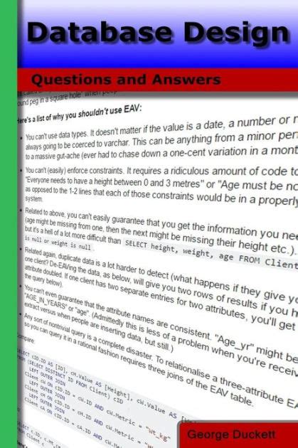 Database Design Questions And Answers By George A Duckett Paperback Barnes Noble