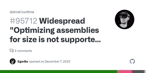 Widespread Optimizing Assemblies For Size Is Not Supported For The
