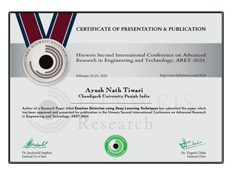 emotiondetection deeplearning researchpaper hinweinspresentation certificateofrecognition