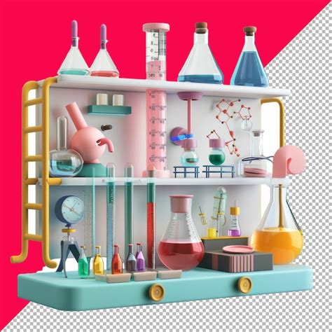 Premium Psd Cute Science Experiment Kit 3d Isolated Render