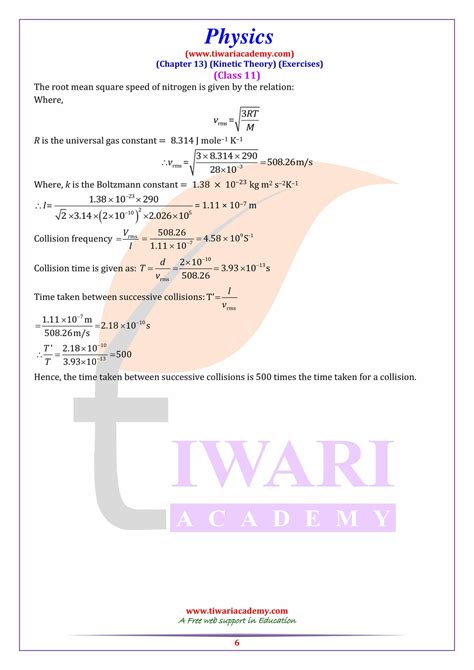Ncert Solutions For Class 11 Physics Chapter 13 Kinetic Theory