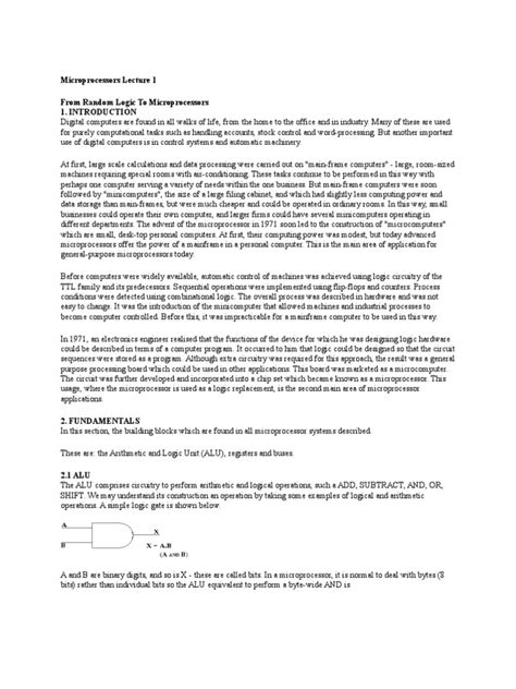 Microprocessors Lecture 1 From Random Logic To Microprocessors Pdf
