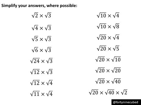 Multiplying And Simplifying Surds Variation Theory