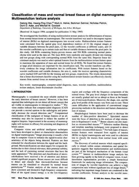 Pdf Computer Aided Breast Mass Detection False Positive Reduction Using Breast Tissue Composition