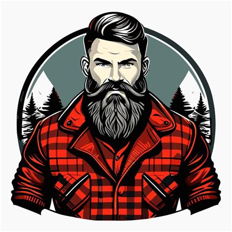 Premium Vector Bearded Lumberjack With Axe Posing With One Foot On