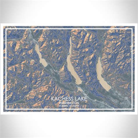 Kachess Lake Washington Map Print In Afternoon — Jace Maps