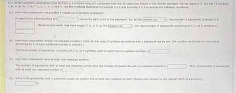 Solved At A Certain Company Passwords Must Be From 3 5