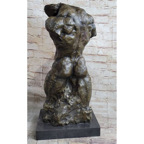 Trinx Muscular Nude Male Figure Abstract Surreal Bronze Statue