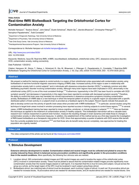 Pdf Real Time Fmri Biofeedback Targeting The Orbitofrontal Cortex For