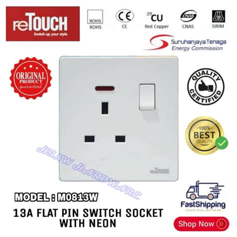Retouch Ultra Rimless 13a Flat Pin Switch Socket With Neon Sirim Approved Lazada