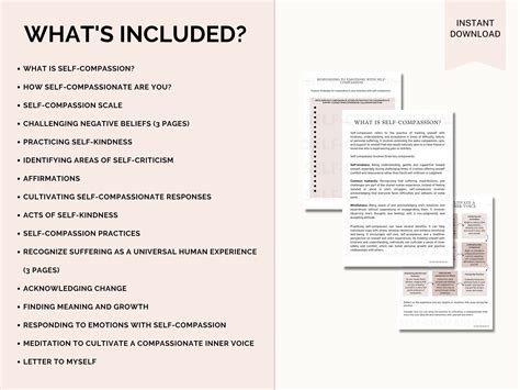 Self Compassion Workbook Printable Self Care Journal Therapy