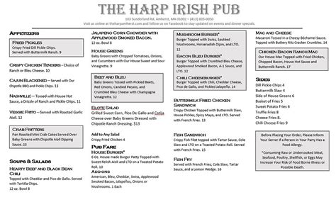 Menu The Harp