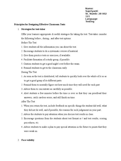 Principles For Designing Effective Classroom Tests Pdf Education Theory Psychological Concepts