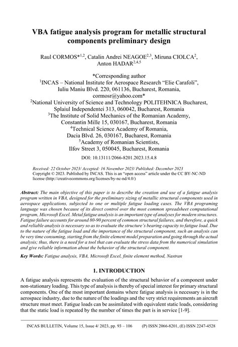 Pdf Vba Fatigue Analysis Program For Metallic Structural Components Preliminary Design
