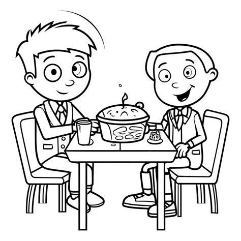 Premium Vector Coloring Page Outline Of Two Businessmen Having Lunch