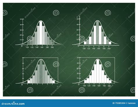 Set Of Normal Distribution Or Gaussian Bell Curve On Chalkboard Stock Vector Illustration Of