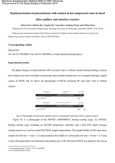 Pdf Depolymerization Of Polycarbonate With Catalyst In Hot Compressed