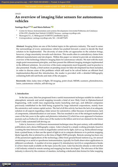 PDF An Overview Of Imaging Lidar Sensors For Autonomous Vehicles DOKUMEN TIPS