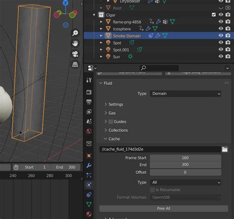 i m doing a smoke simulation that should start at frame 160 but when i