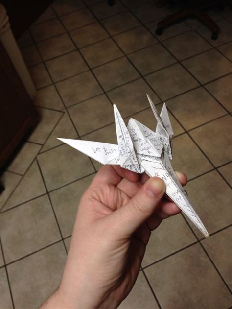 Here Is The Full Size Origami Arwing Made From A Regular Piece Of Printer Paper With One Edge