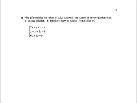 Solved Find If Possible The Values Of Abc Such That The