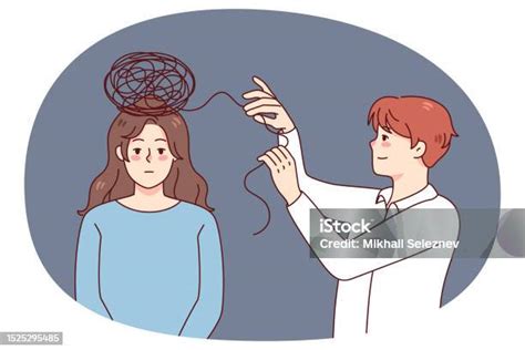 심리학자는 혼란스러운 생각을 가진 여성 환자를 돕습니다 원조에 대한 스톡 벡터 아트 및 기타 이미지 원조 지원 감정 Istock