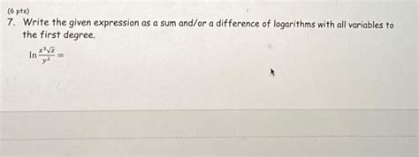 Solved Pts Write The Given Expression As A Sum And Or Chegg Com
