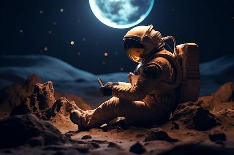 Premium Ai Image An Astronaut In A Spacesuit Engages With A High Tech
