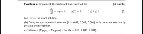 Problem 2 Implement The Backward Euler Method For 4