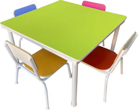 Conjunto De Mesa Para Refeitório Com Encosto Color Mobile Móveis
