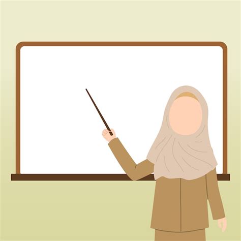 Premium Vector Islamic Teacher Using Uniform Teaching With Whiteboard
