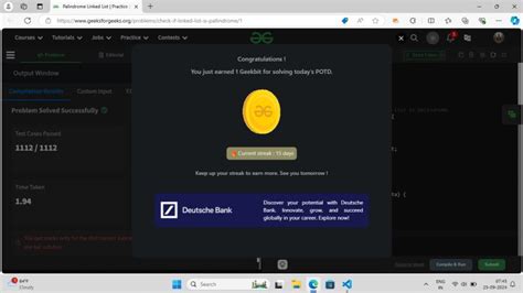 Tribhuvan Nath Sagar On Linkedin Geeksforgeeks Potd Deutschebank Codingchallenge Linkedlist