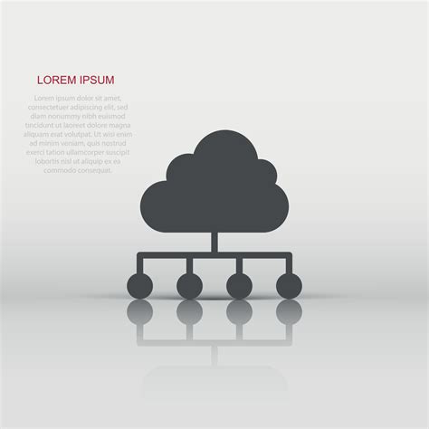 Cloud Computing Technology Vector Icon In Flat Style Laptop Screen On White Isolated Background