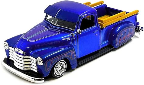 1950 3100 Pickup Truck Lowrider Candy Blue With Graphics