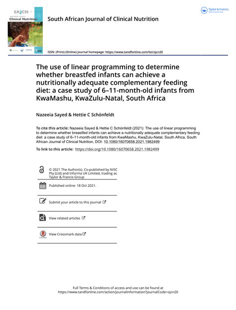 Pdf The Use Of Linear Programming To Determine Whether Breastfed