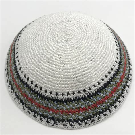 18cm Jewish Kippah Handmade Knitted Yamaka Hat For Men Judaica Yarmulke
