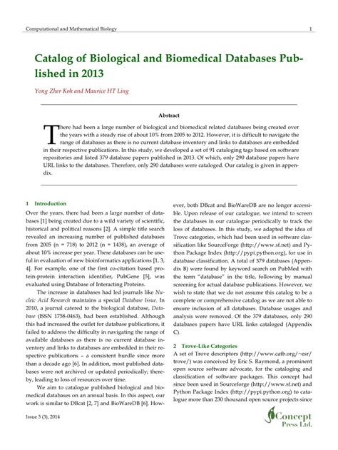Pdf Catalog Of Biological And Biomedical Databases Published In 2013