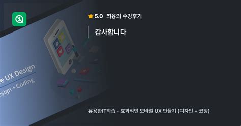 띄융의 생생한 수강후기 효과적인 모바일 Ux 만들기 디자인 코딩 강의 인프런 수강평
