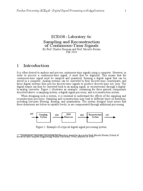 Ece438 Laboratory 4a Sampling And Reconstruction Of Continuous Time