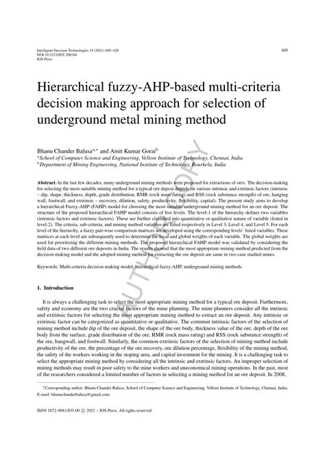 Pdf Hierarchical Fuzzy Ahp Based Multi Criteria Decision Making Approach For Selection Of