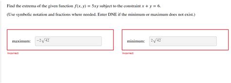 Solved Find The Extrema Of The Given Function Fxy5xy
