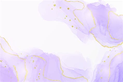 황금 선이있는 보라색 라벤더 액체 수채화 대리석 배경 파스텔 퍼리윙클 알코올 잉크 그리기 효과 웨딩 초대 메뉴 Rsvp에 대한 벡터 일러스트 디자인 템플릿 금색에 대한 스톡