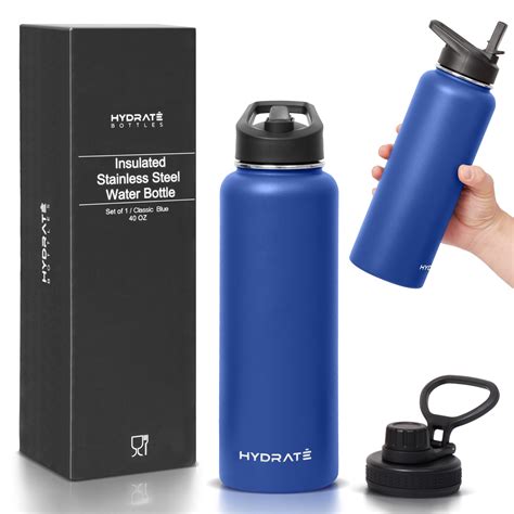 Hydrate 40 Oz Stainless Steel Water Bottles Double Wall Vacuum