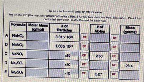 Answered Tap On A Table Cell To Enter Or Edit Its Value Tap On The Cf