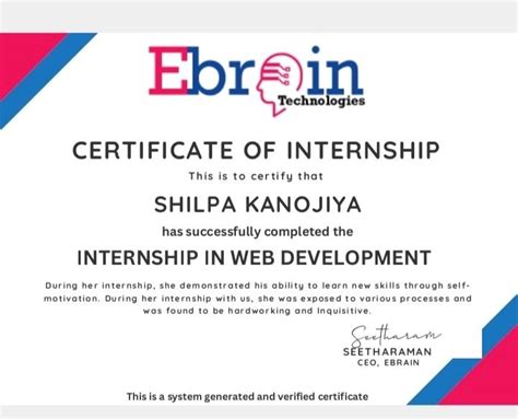 Shilpa Kanojiya On Linkedin Internship In Web Development