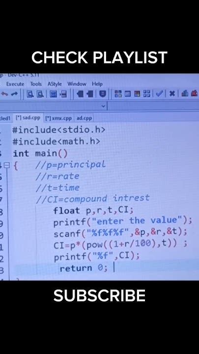 compound interest program in c language clanguage compoundinterest youtube