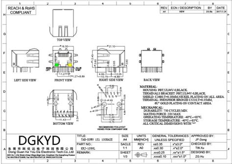10 100 Base Rj45 With Integrated Magnetics Ethernet Connector Surface Mount
