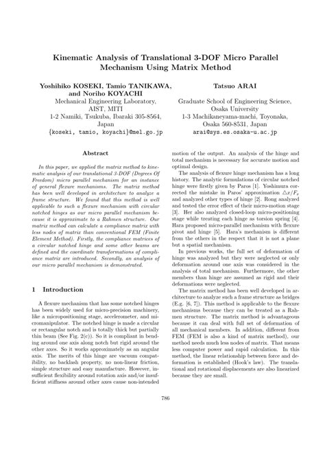 Pdf Kinematic Analysis Of Translational 3 Dof Micro Parallel