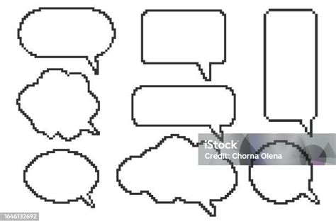 게임 채팅 및 대화 메시지를 위한 말풍선 픽셀 아트 레트로 디지털 풍선 상자 프레임입니다 주석 창이 설정되었습니다 벡터 Brand Name Online Messaging