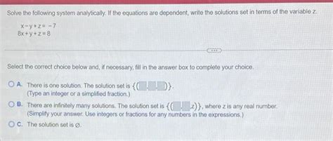 solved solve the following system analytically if the
